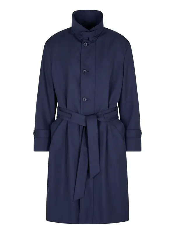 Giorgio Armani Nylon And Wool Single-breasted Trench Coat - Blue
