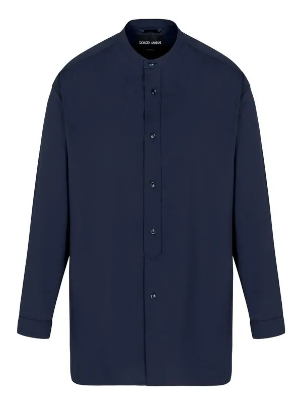 Giorgio Armani Shirt Jacket In Virgin Wool Canvas - Navy Blue