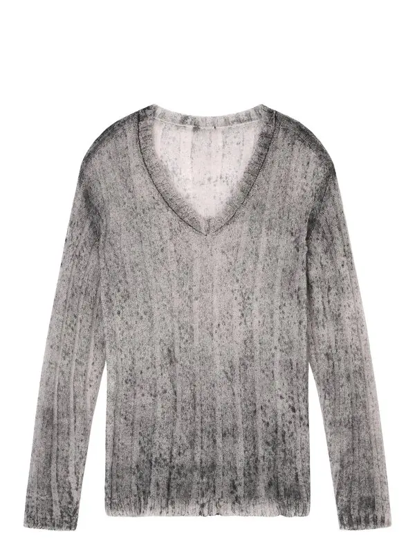 Giorgio Armani V-neck Jumper In Virgin Wool - Grey
