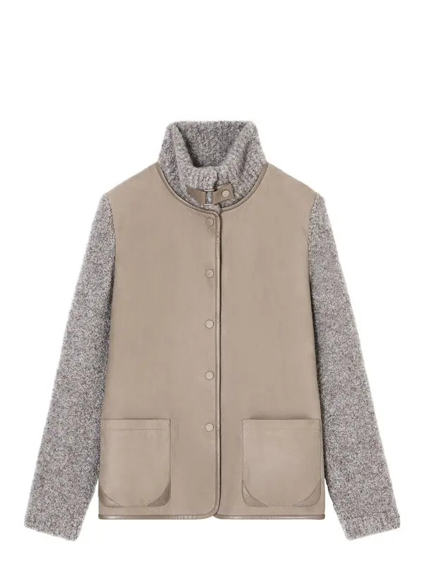 Giorgio Armani Jacket In Calfskin And Cashmere And Silk Boucl - Grey