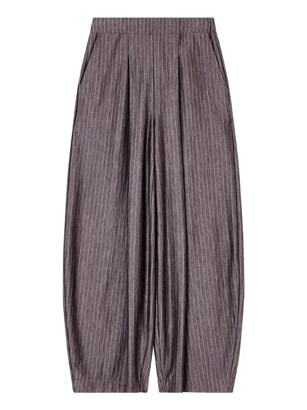 Giorgio Armani Wide Trousers In Cashmere Jersey And Silk - Brown