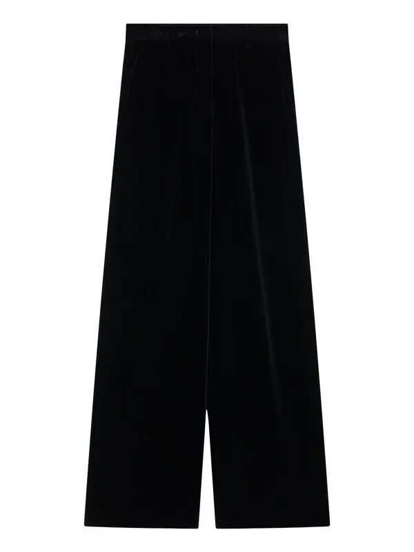 Giorgio Armani Wide-leg Velvet Trousers - Black