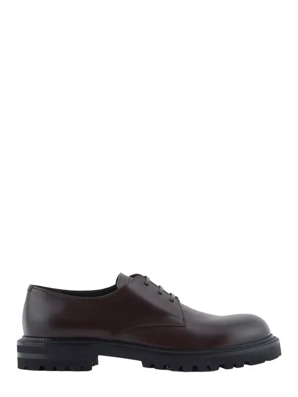 Giorgio Armani Nappa Calfskin Derby Shoes - Brown