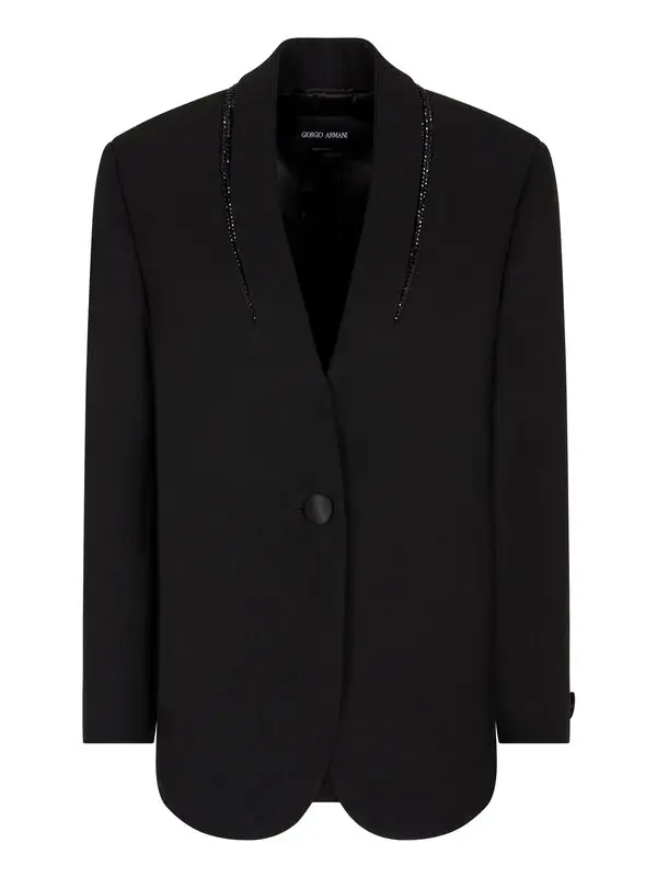 Giorgio Armani Silk Single-breasted Jacket With Rhinestone Embroidery - Patterned