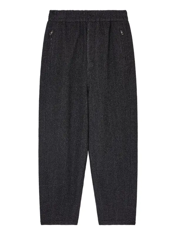 Giorgio Armani Chevron Cashmere Flat-front Trousers - Grey