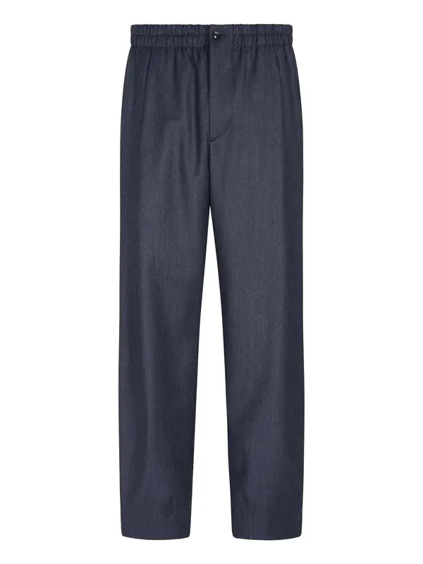 Giorgio Armani Single-pleat Herringbone Trousers - Grey