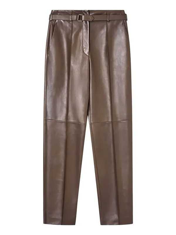 Giorgio Armani Nappa Lambskin Trousers - Brown