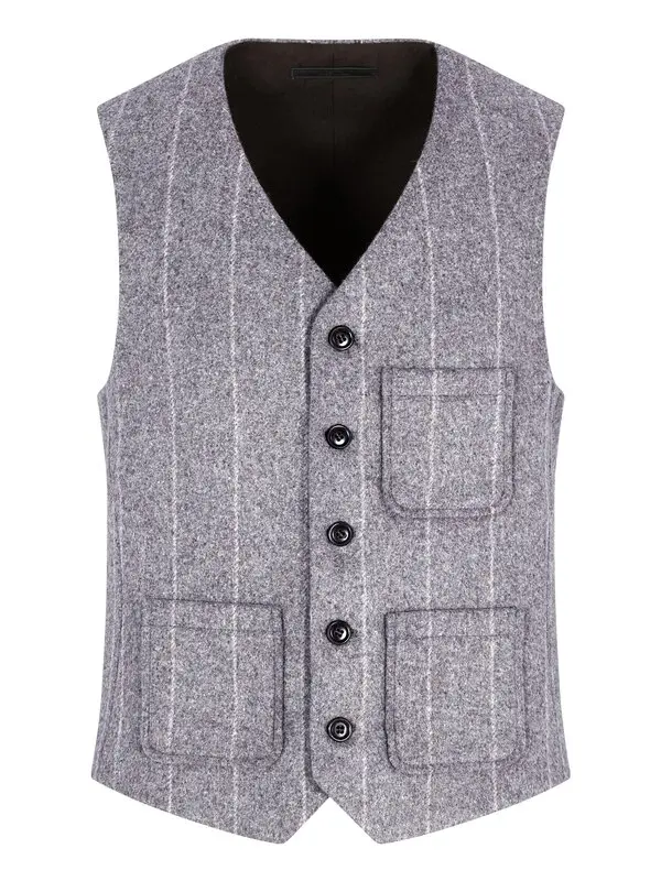 Giorgio Armani Single-breasted Pinstriped Alpaca-blend Waistcoat - Beige