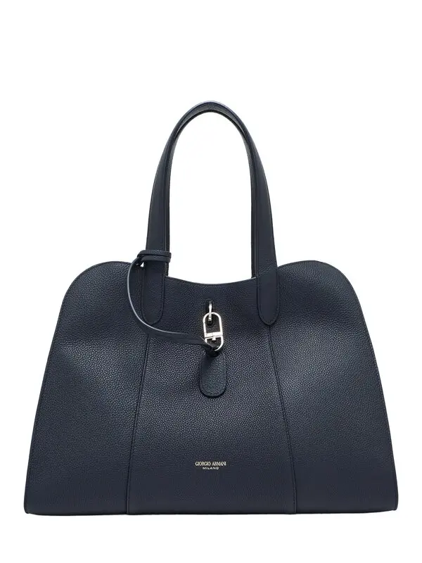 Giorgio Armani Large Pebbled Leather Tote - Black