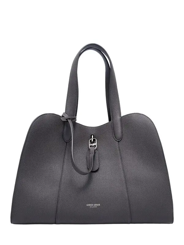 Giorgio Armani Large Pebbled Leather Tote - Brown