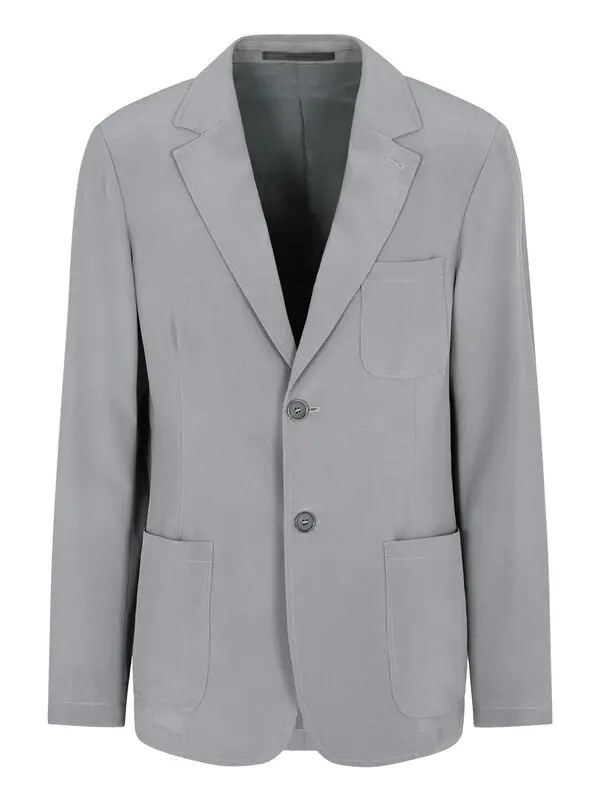 Giorgio Armani Silk Crêpe Single-breasted Jacket - Grey