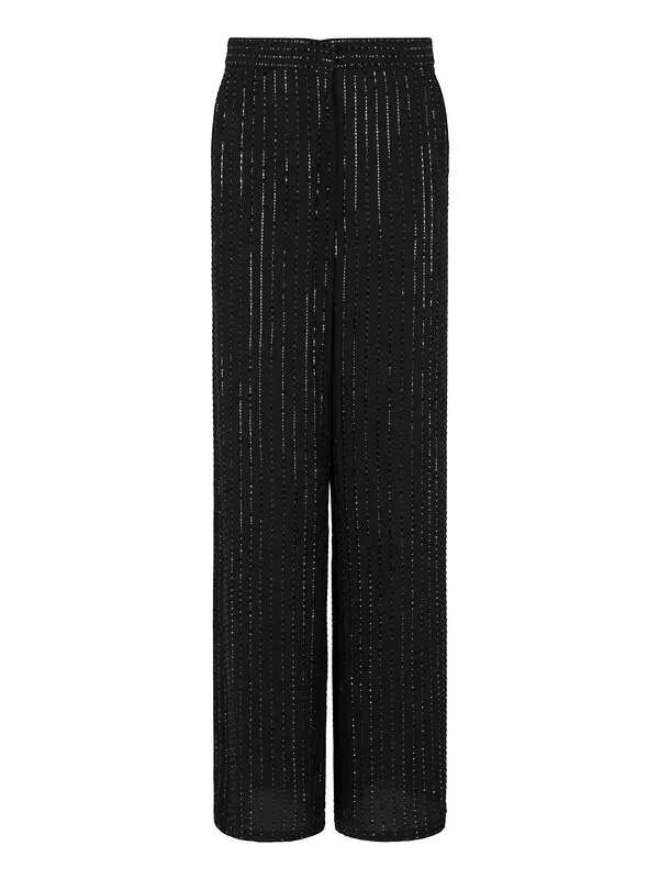 Giorgio Armani Wide-leg Silk Trousers With Embroidery - Patterned