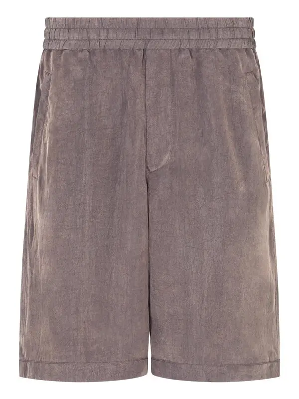 Giorgio Armani Washed Lyocell Canvas Bermuda Shorts - Brown