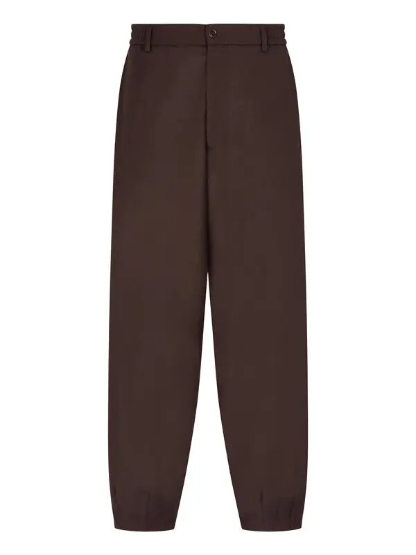 Giorgio Armani Flat-front Trousers In Lightweight Wool Cloth - Brown