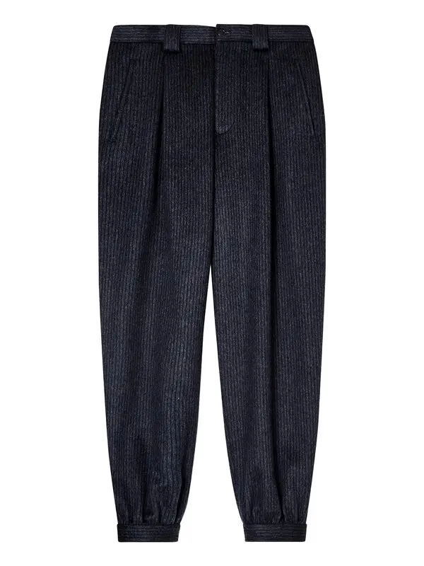 Giorgio Armani Single-pleat Armure Cashmere Trousers - Blue