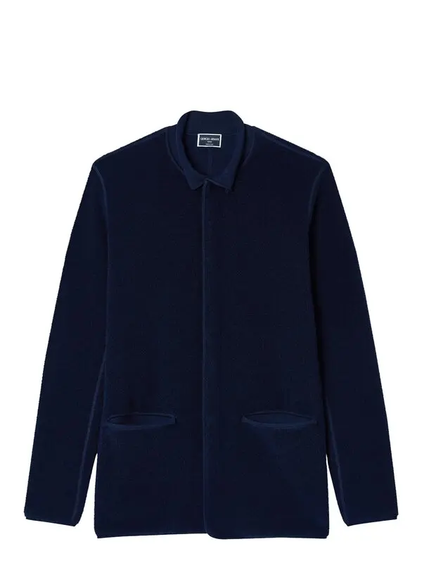 Giorgio Armani Knitted Polo Shirts - Navy_blue