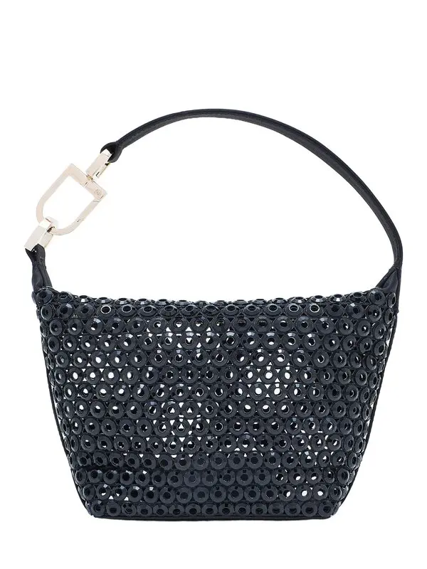 Giorgio Armani Laser-cut Rhinestone La Prima Soft Mini Handbag - Black