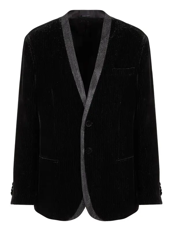 Giorgio Armani Single-breasted Velvet Tuxedo Jacket - Black