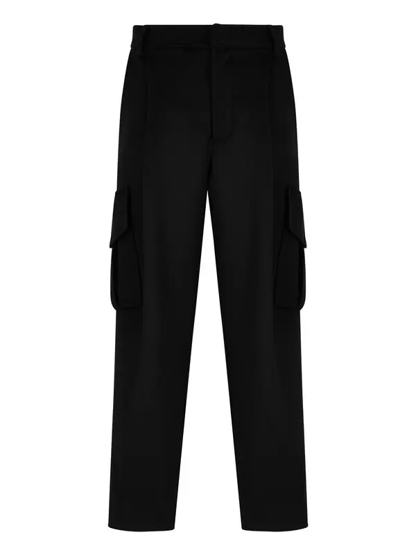 Giorgio Armani One-pleat Cargo Trousers In Double Cashmere Cloth - Navy Blue