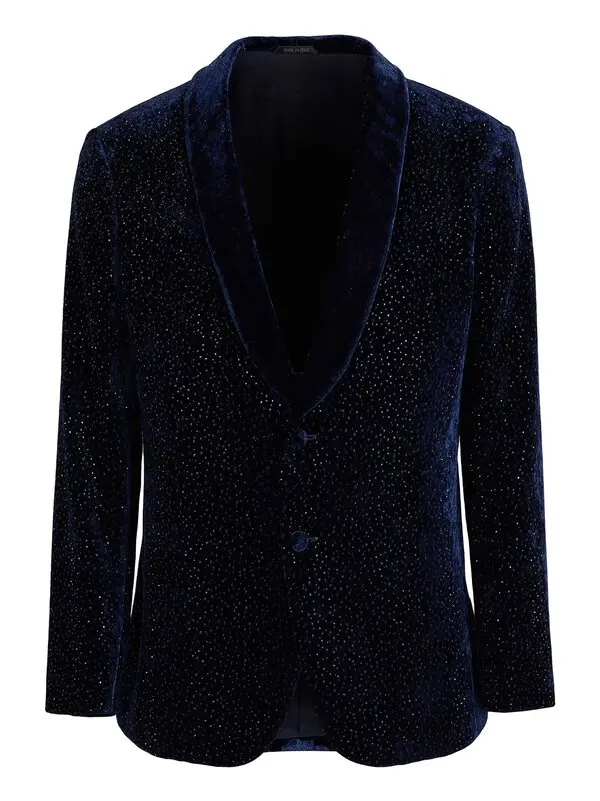 Giorgio Armani Giorgio’s Velvet And Crystals Single-breasted Tuxedo Jacket - Blue
