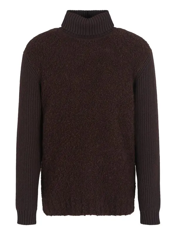 Giorgio Armani Bouclé Cashmere, Wool, And Silk Jumper - Brown