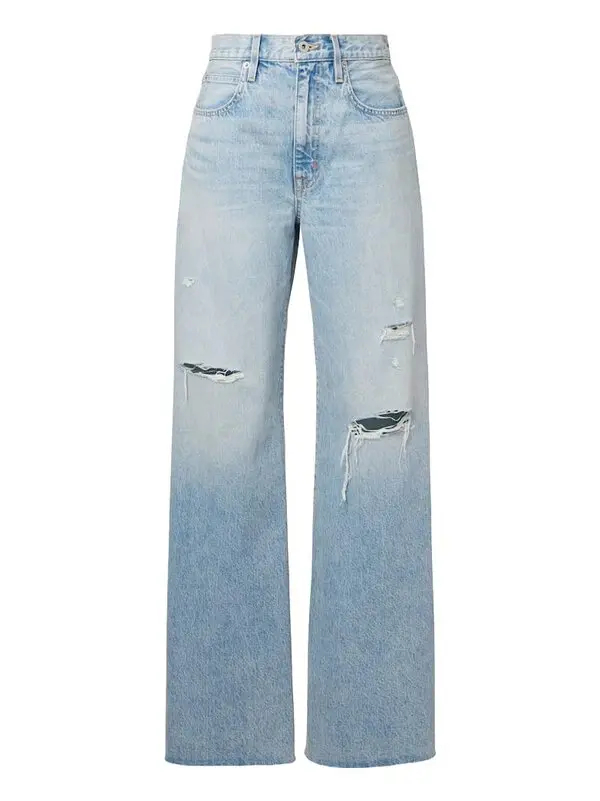 SLVRLAKE Nico Distressed Wide-leg Jeans - Blue