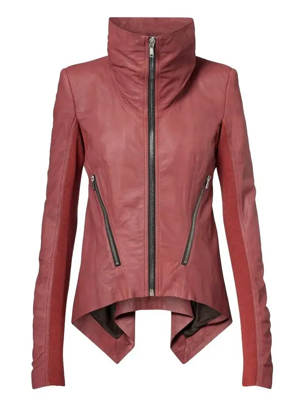 Rick Owens Leather Biker Jacket - Brown