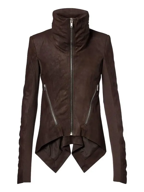 Rick Owens Leather Biker Jacket - Brown
