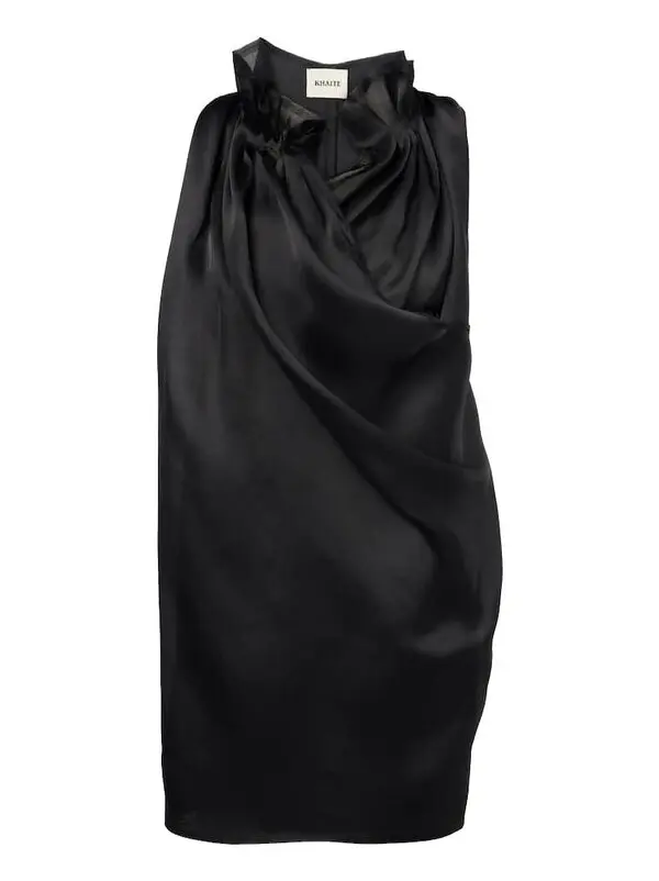 Khaite Meegan Draped Silk Top - Black