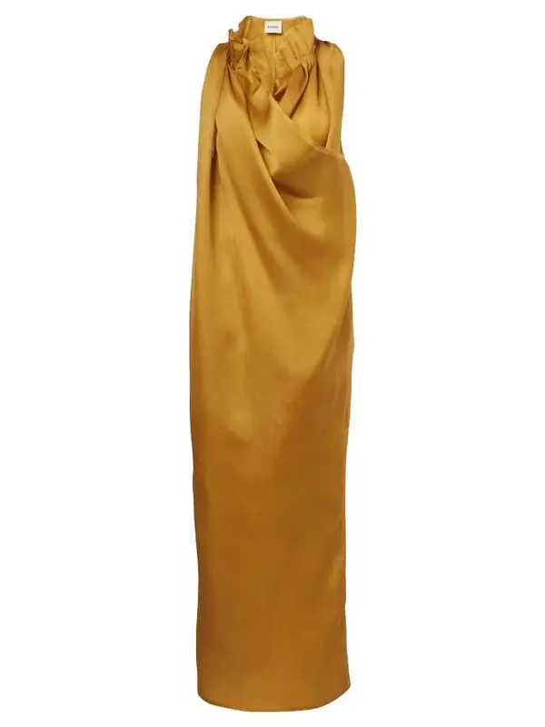 Khaite Meryl Draped Silk Maxi Dress - Yellow