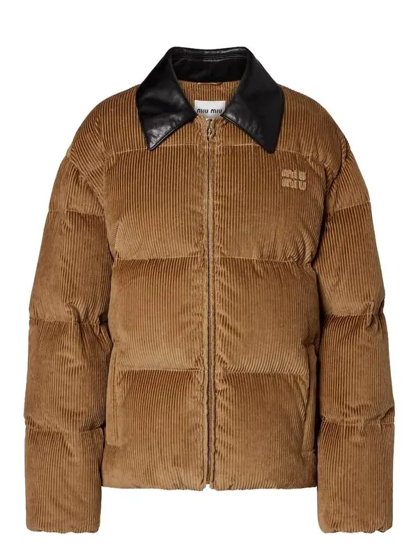 Miu Miu Cotton Corduroy Down Jacket - Brown