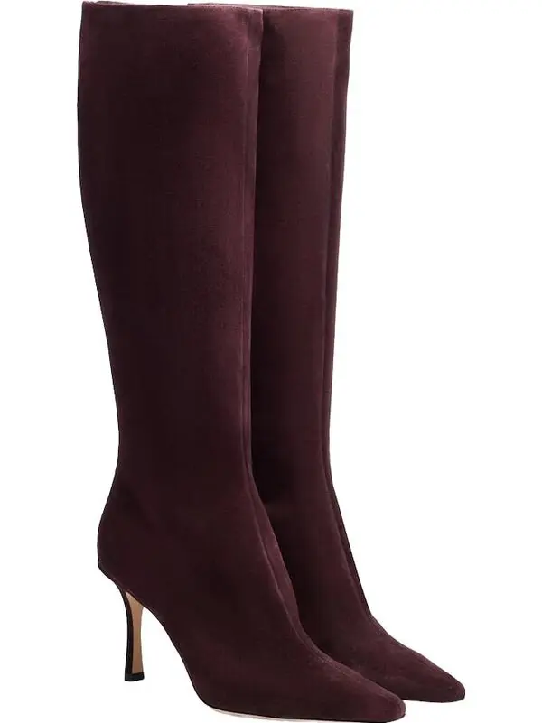 JIMMY CHOO Agathe 85 Suede Knee-high Boots - Burgundy