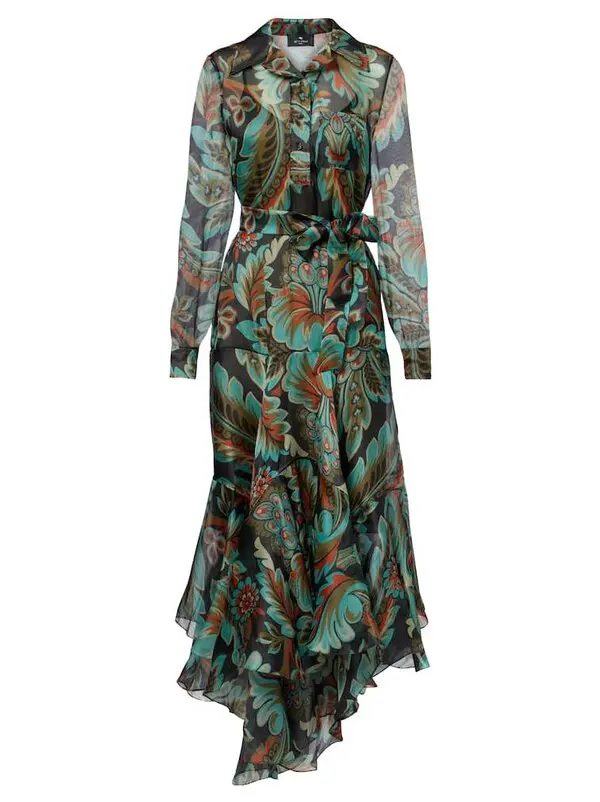 Etro Paisley Fringed Silk Gown - Multicoloured