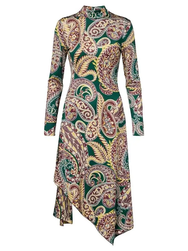 Etro Paisley Asymmetric Midi Dress - Multicoloured