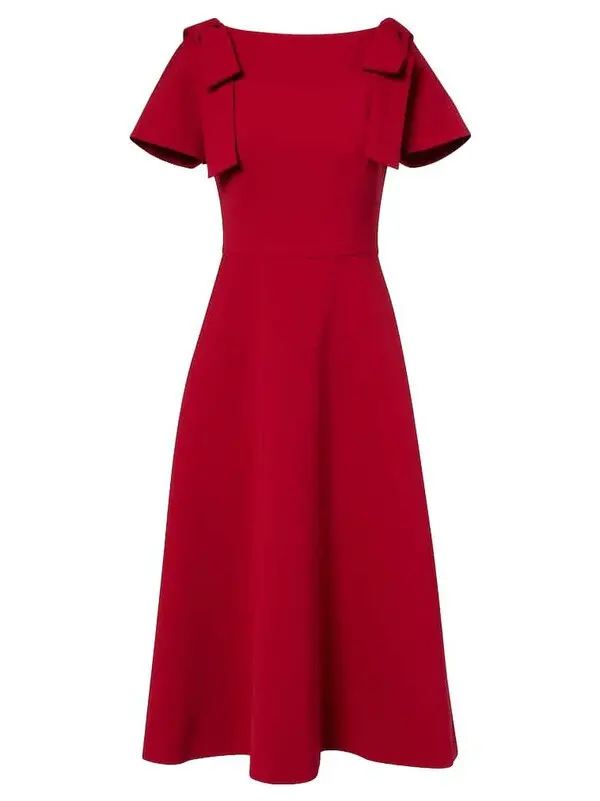 Carolina Herrera Bow-detail Crêpe Midi Dress - Red