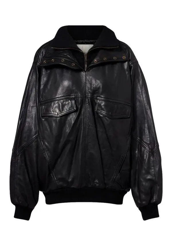 Isabel Marant Dorry Oversized Leather Jacket - Black