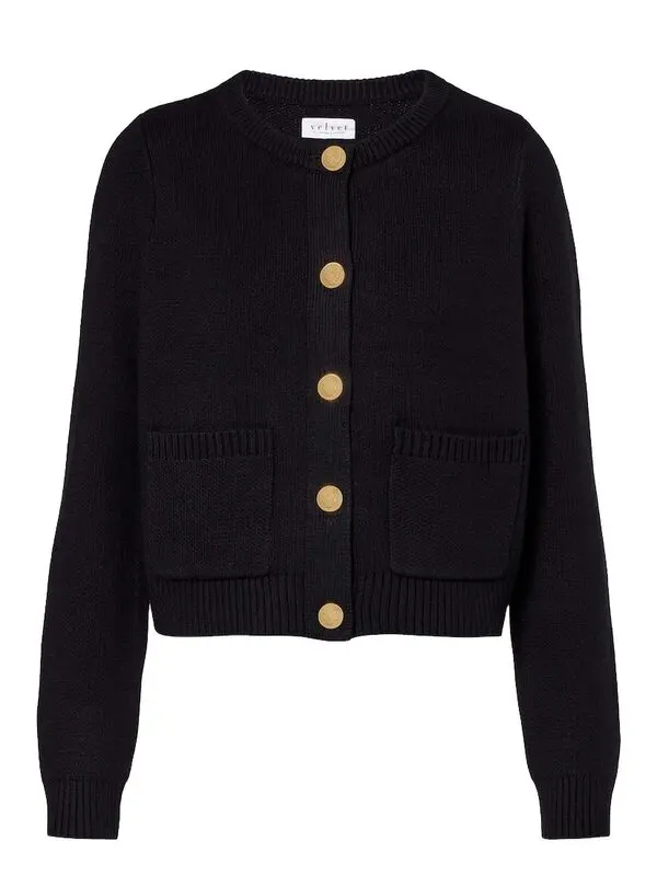 Velvet By Graham & Spencer Mahal Cotton And Cashmere Cardigan - Black