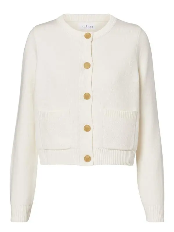 Velvet By Graham & Spencer Mahal Cotton And Cashmere Cardigan - White
