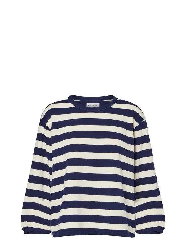 Velvet By Graham & Spencer Edora Striped Cotton Jersey Sweatshirt - Blue