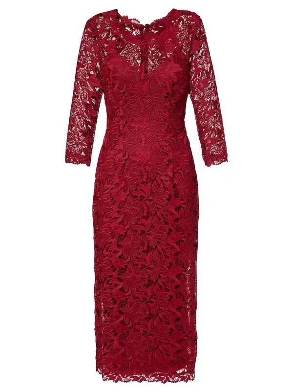 Carolina Herrera Lace Midi Dress - Burgundy
