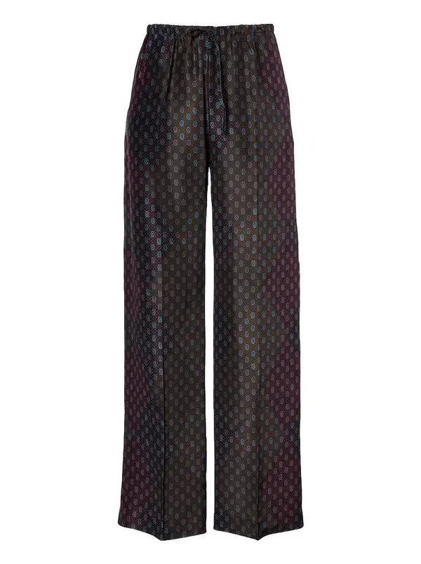 Dries Van Noten Printed Silk Satin Straight Pants - Burgundy
