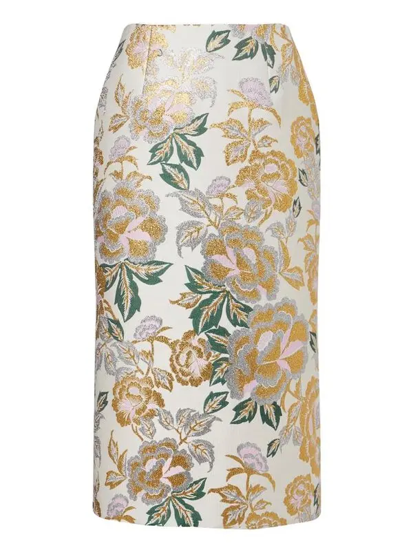 Carolina Herrera Floral Jacquard Midi Skirt - Multicoloured