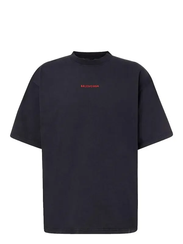 Balenciaga Logo Cotton Jersey T-shirt - Black