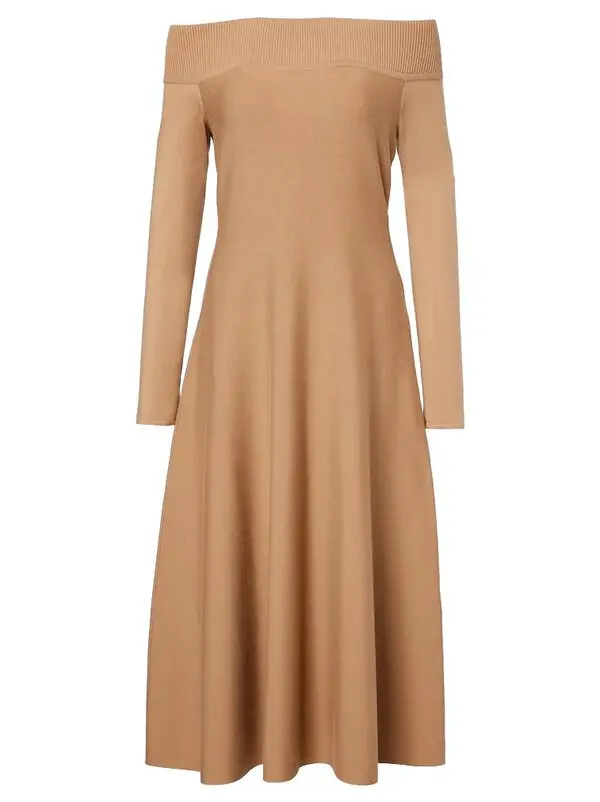 Ralph Lauren Abrillong Cashmere-blend Midi Dress - Beige