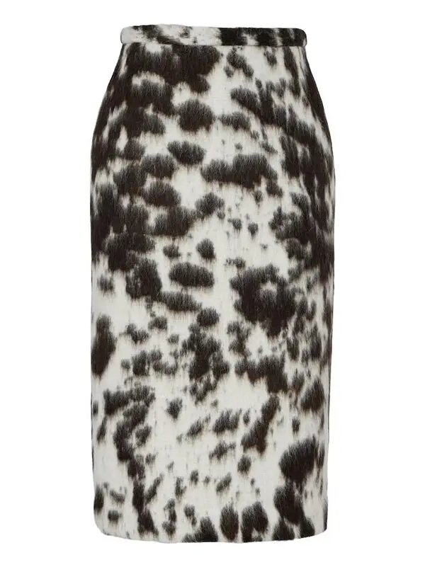 Dries Van Noten Printed Wool-blend Midi Skirt - Brown