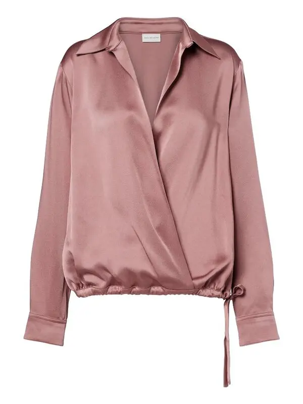 Dries Van Noten Satin Wrap Top - Pink