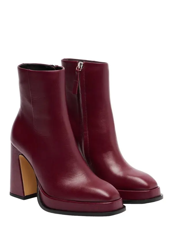 SOULIERS MARTINEZ Nova Chueca 95 Leather Ankle Boots - Burgundy