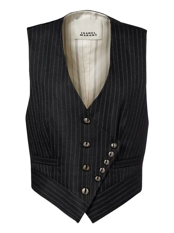 Isabel Marant Nicky Pinstripe Wool-blend Vest - Black