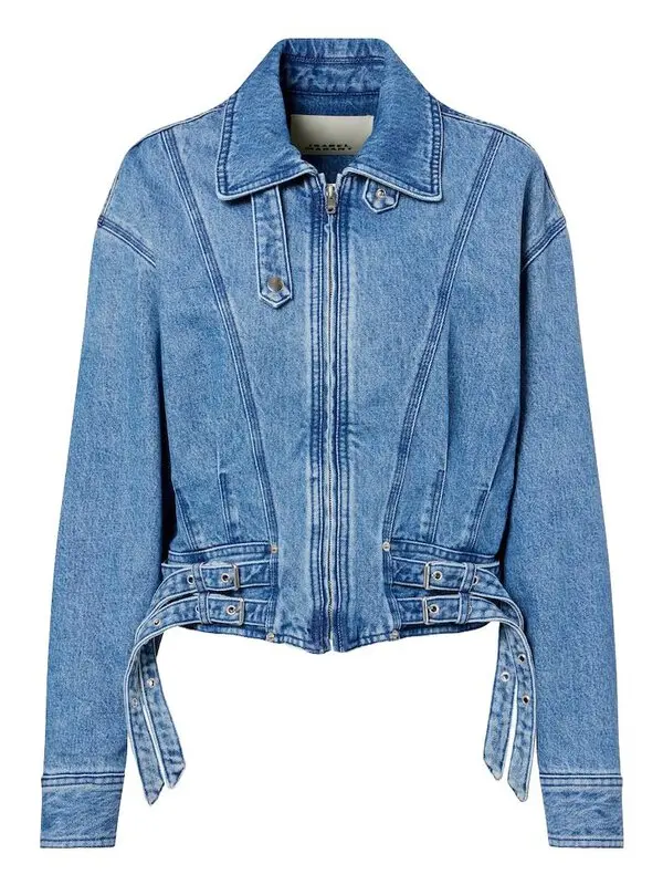 Isabel Marant Santa Cropped Denim Jacket - Blue