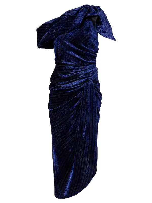 Isabel Marant Cyane One-shoulder Velvet Midi Dress - Blue